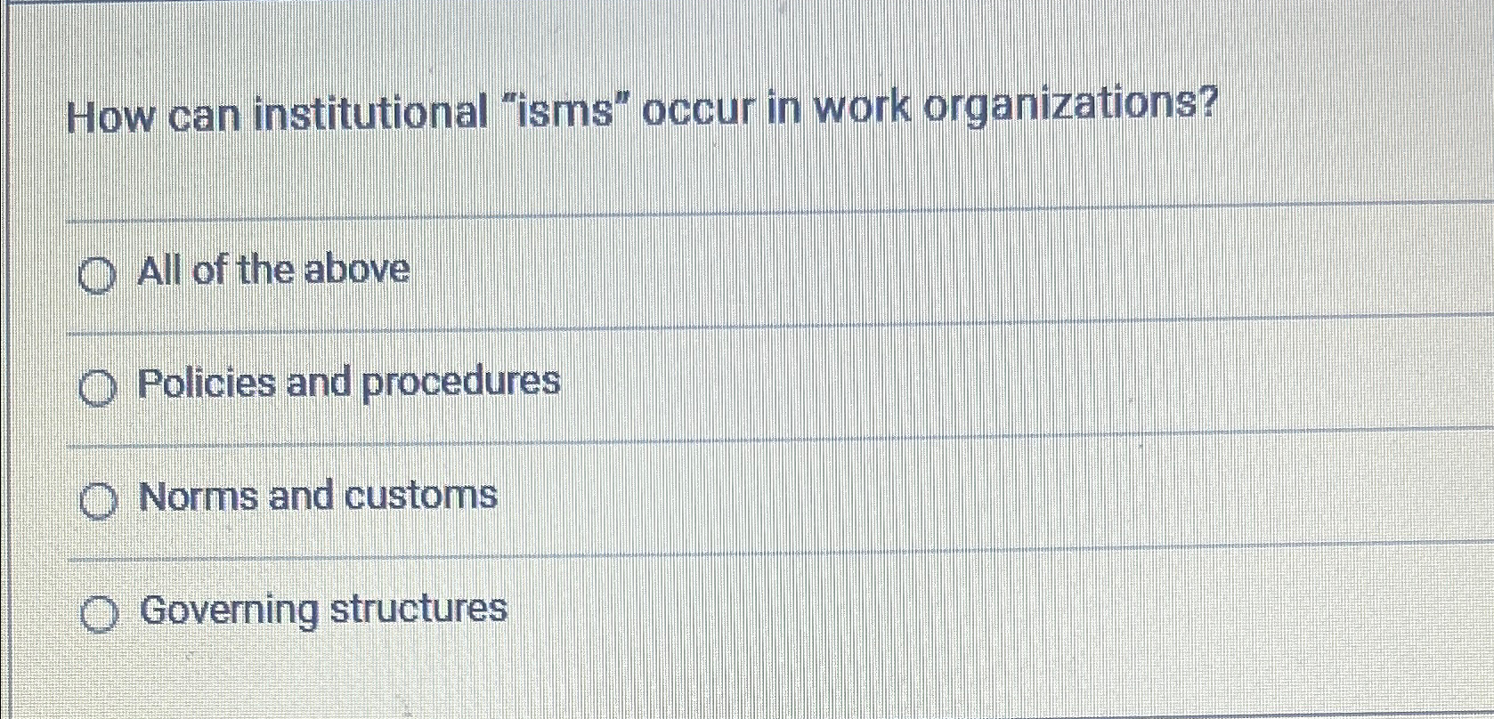 Solved How can institutional "isms" occur in work | Chegg.com