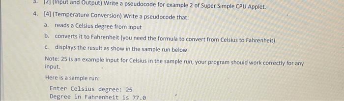 Solved 2 Input And Output Write A Pseudocode For Example