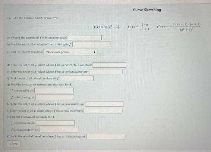 Solved Curve Sketching Consider the tunction and its | Chegg.com