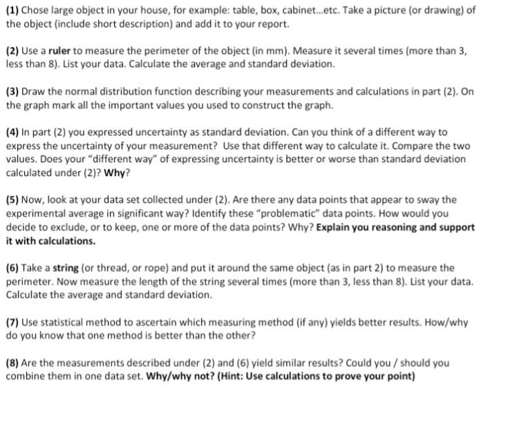 Solved S=2.52(1) Chose large object in your house, for | Chegg.com