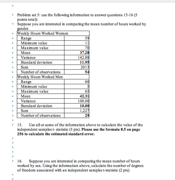 Solved Problem set 5: use the following information to | Chegg.com