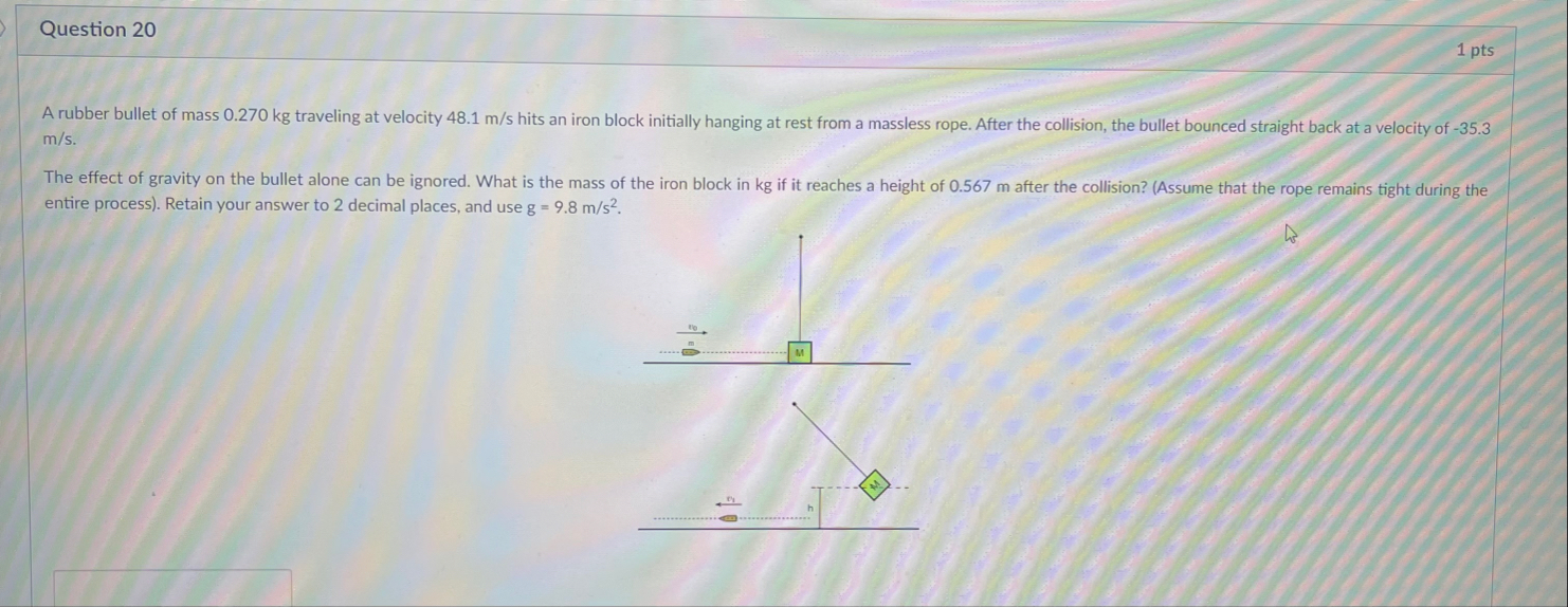 Solved Question 201 ﻿ptsA rubber bullet of mass 0.270 ﻿kg | Chegg.com