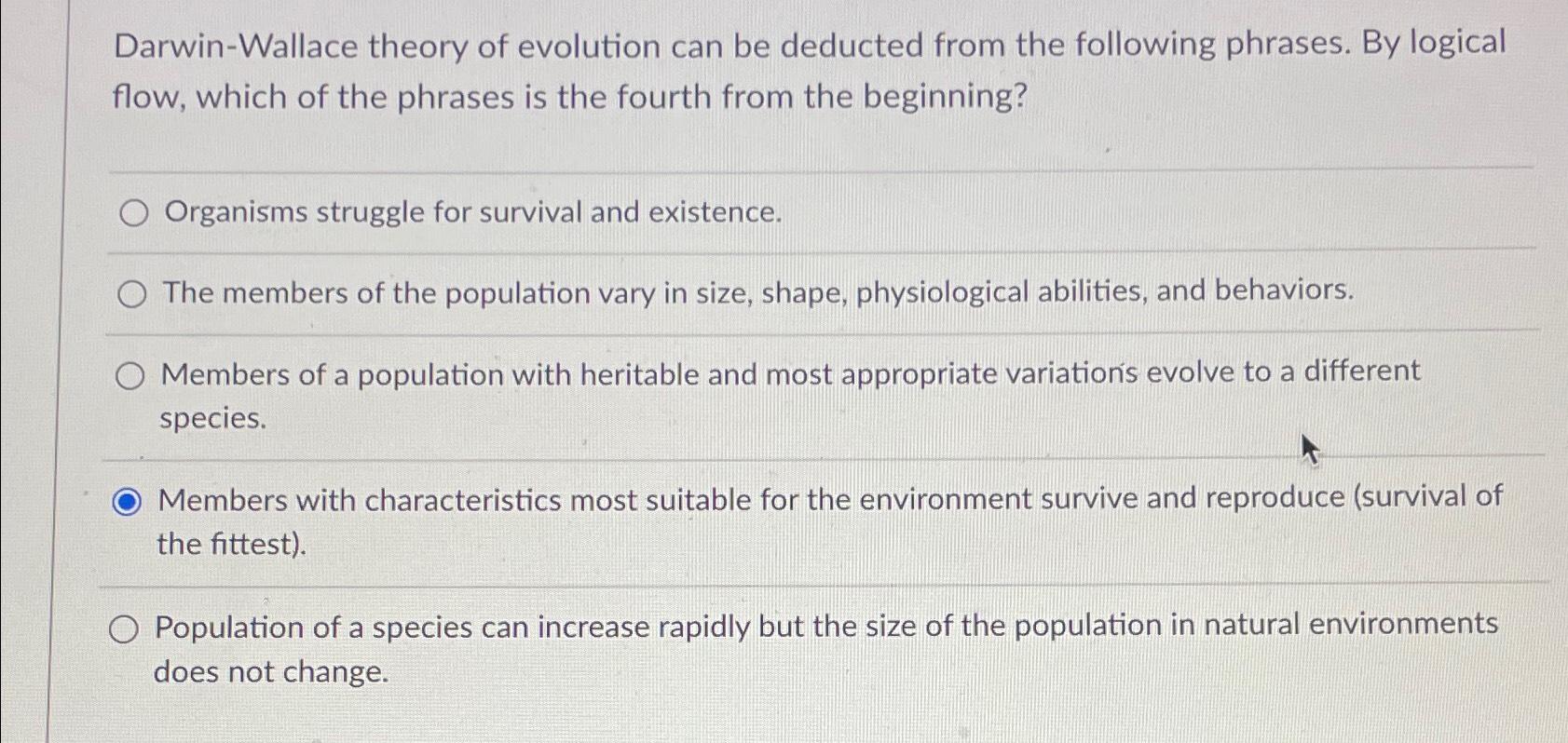 Solved Darwin-Wallace theory of evolution can be deducted | Chegg.com