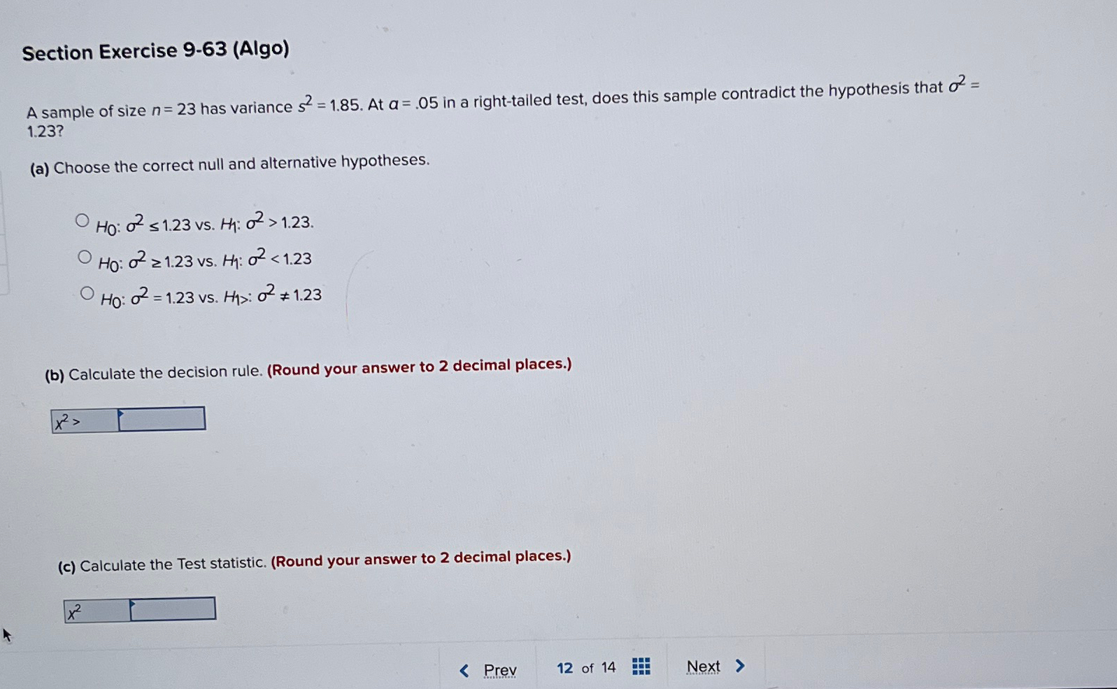 Solved Section Exercise 9-63 (Algo)A sample of size n=23 | Chegg.com