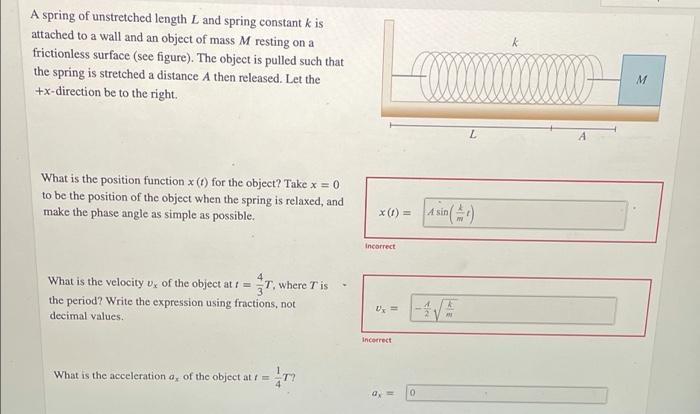 Solved A spring of unstretched length L and spring constant | Chegg.com