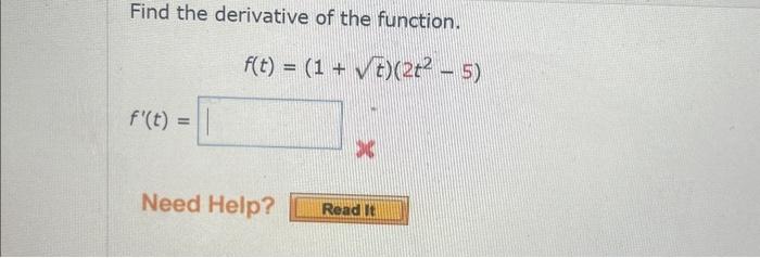 Solved Find the derivative of the function. | Chegg.com