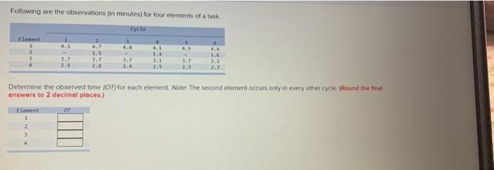 Solved 14 How many work cycles should be timed to estimate | Chegg.com