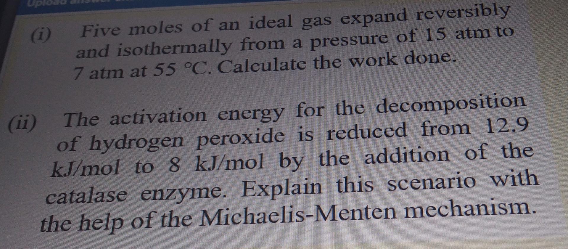 Solved Five moles of an ideal gas expand reversibly and | Chegg.com