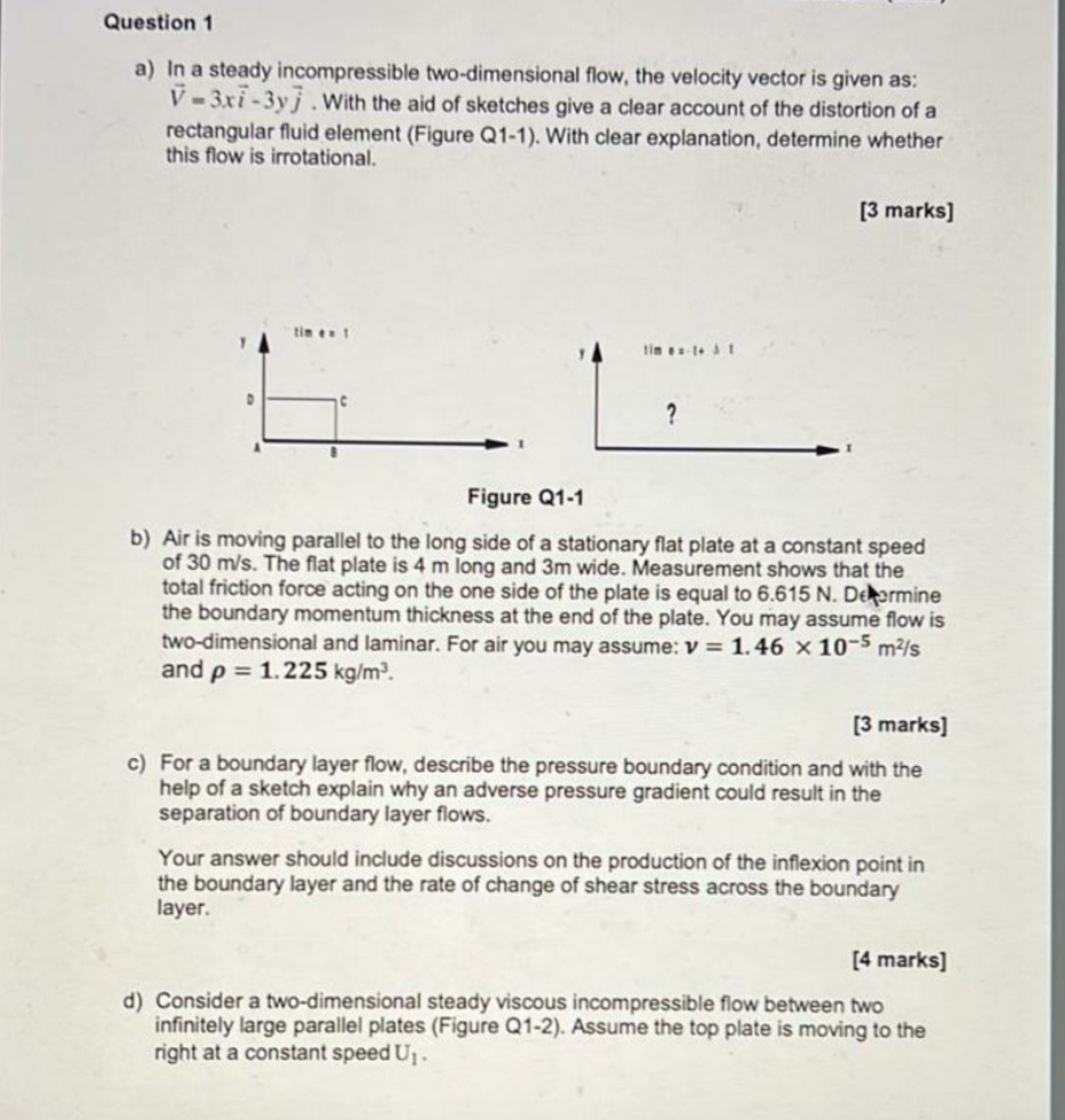 Solved a) In a steady incompressible two-dimensional flow, | Chegg.com