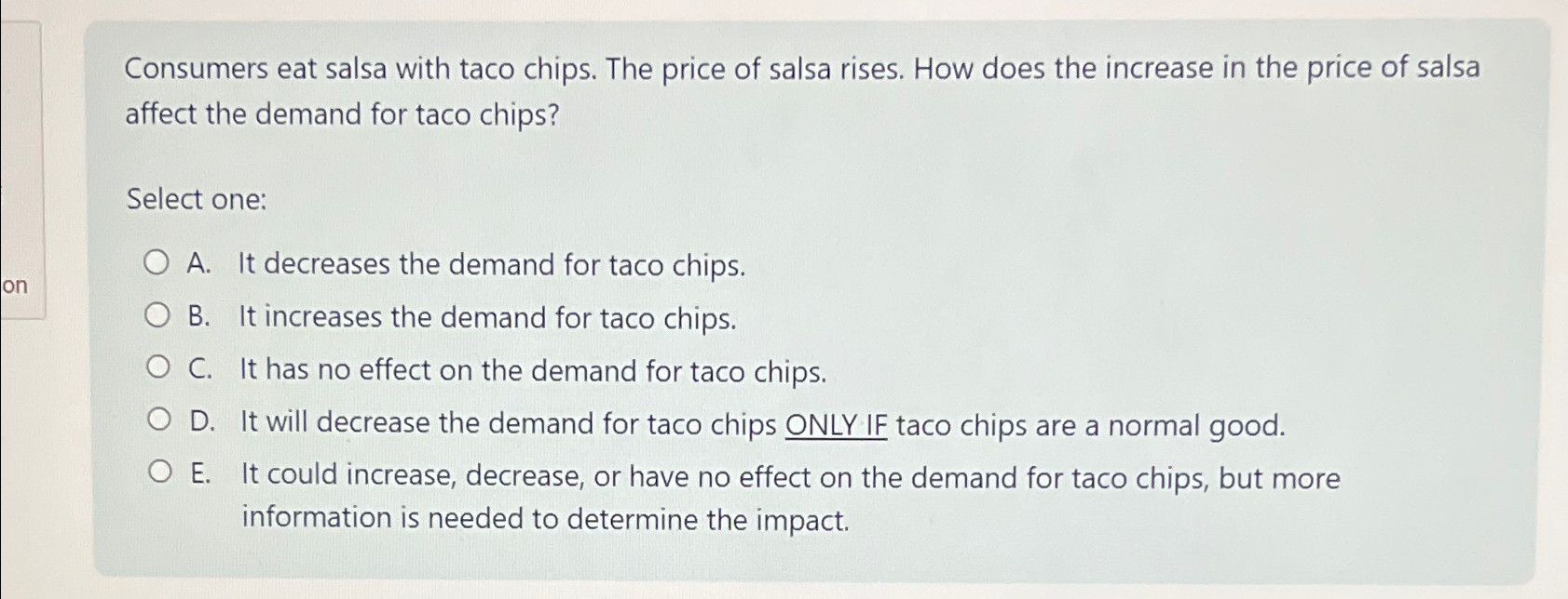 Solved Consumers eat salsa with taco chips. The price of | Chegg.com