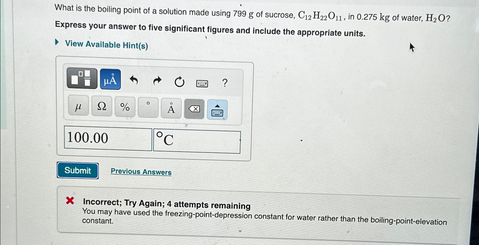Solved What is the boiling point of a solution made using | Chegg.com