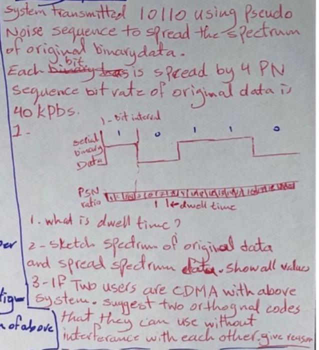 system transmitted 10110 using pseudo Noise sequence | Chegg.com