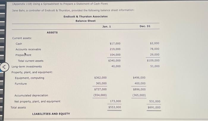 Solved (Appendix 118) Using a Spreadsheet to Prepare a | Chegg.com