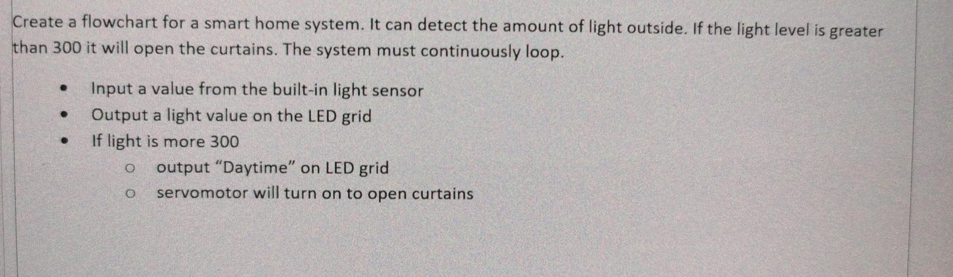 Solved Create a flowchart for a smart home system. It can | Chegg.com
