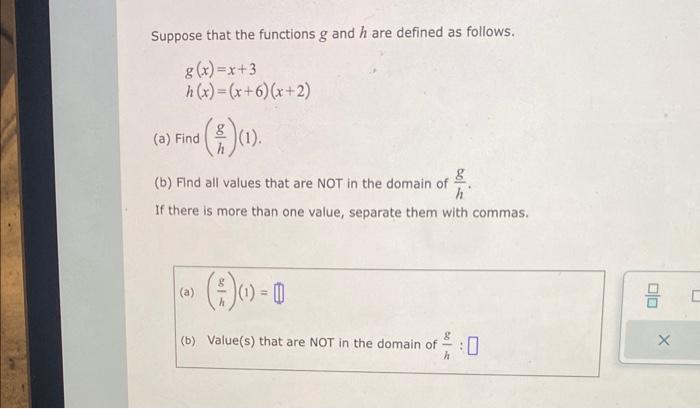 Solved Suppose that the functions g and h are defined as | Chegg.com