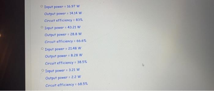 Solved For the circuit below, calculate the input power | Chegg.com