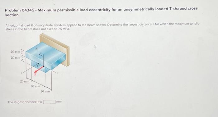 Solved Problem 04.145. Maximum permissible load eccentricity | Chegg.com