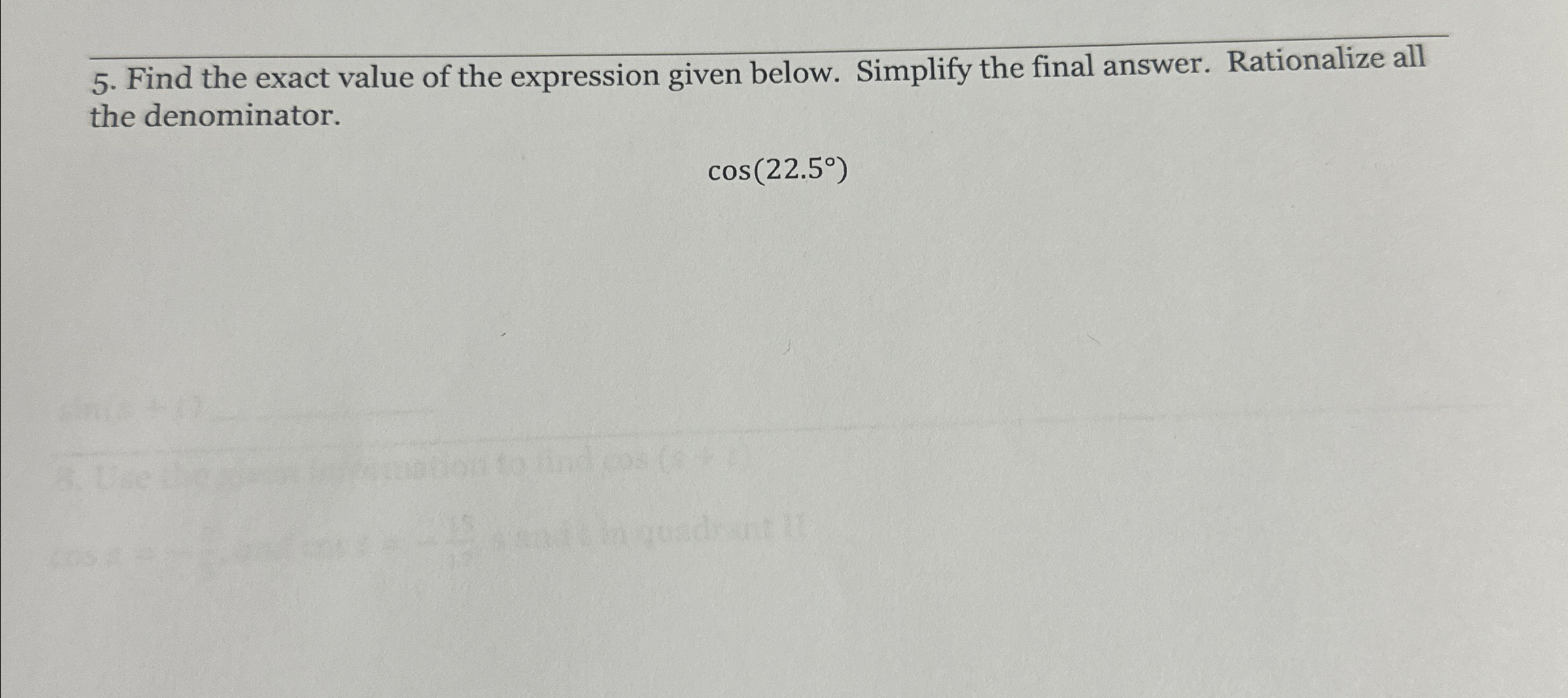 Solved Find the exact value of the expression given below. | Chegg.com