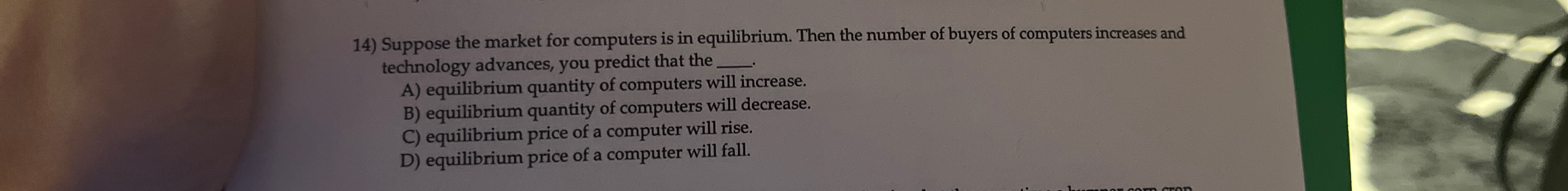 Solved Suppose the market for computers is in equilibrium. | Chegg.com