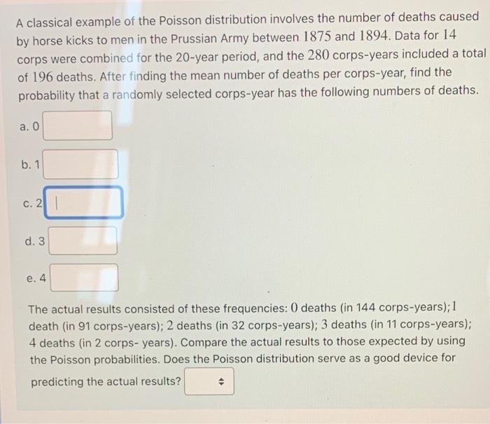 Solved a A classical example of the Poisson distribution | Chegg.com