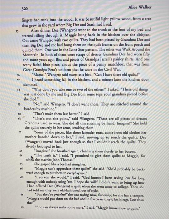 Alice Walker (b. 1944) Everyday Use Walker's Pulitzer | Chegg.com