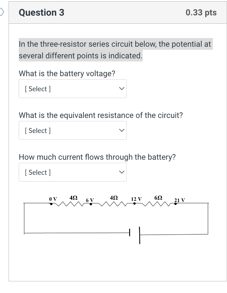 Solved In the three-resistor series circuit below, the | Chegg.com