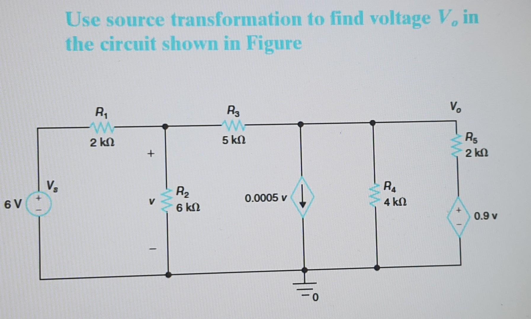 Solved Use source transformation to find voltage V, in the | Chegg.com