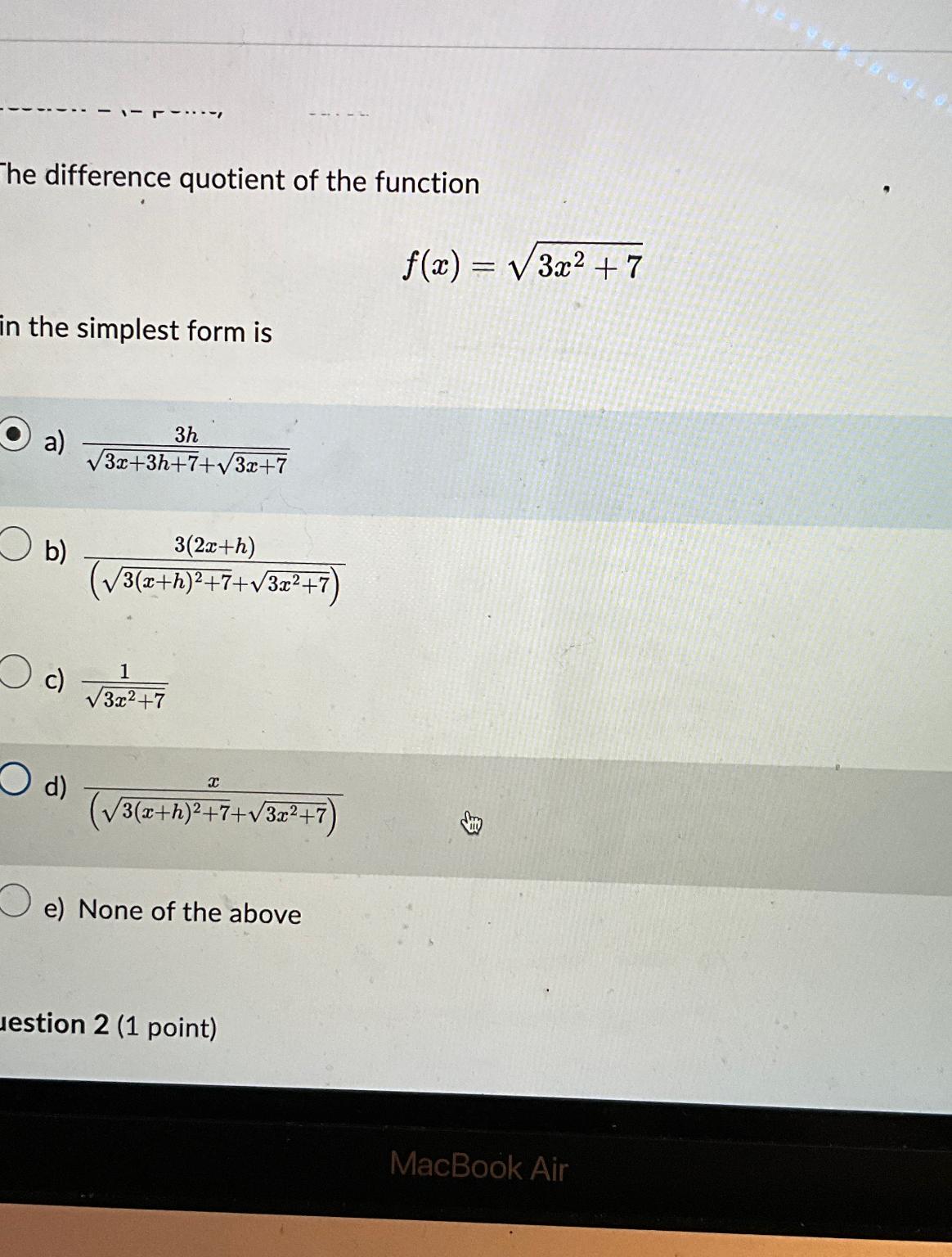 Solved he difference quotient of the functionf(x)=3x2+72in | Chegg.com