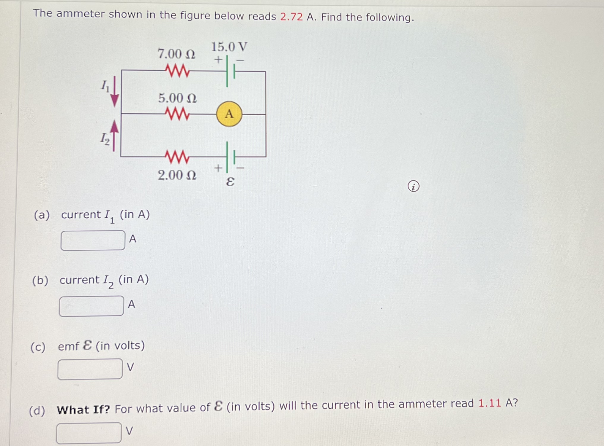 Solved The ammeter shown in the figure below reads 2.72A. | Chegg.com