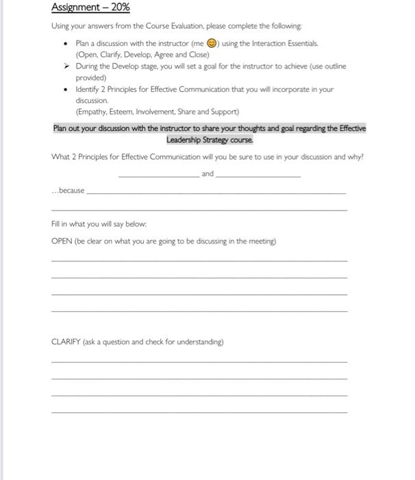 Solved Assignment - 20\% Using your answers from the Course | Chegg.com