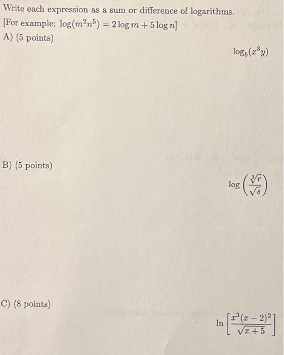 Solved Write each expression as a sum or difference of | Chegg.com