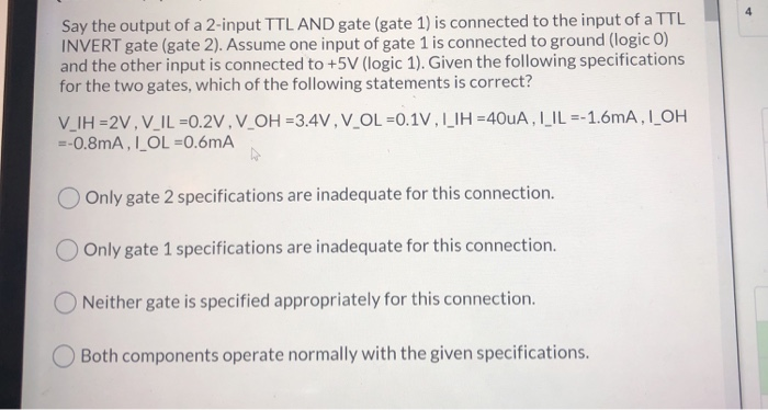 Solved Say the output of a 2-input TTL AND gate (gate 1) is | Chegg.com