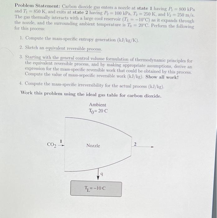 Solved Problem Statement: Carbon dioxide gas enters a nozzle | Chegg.com