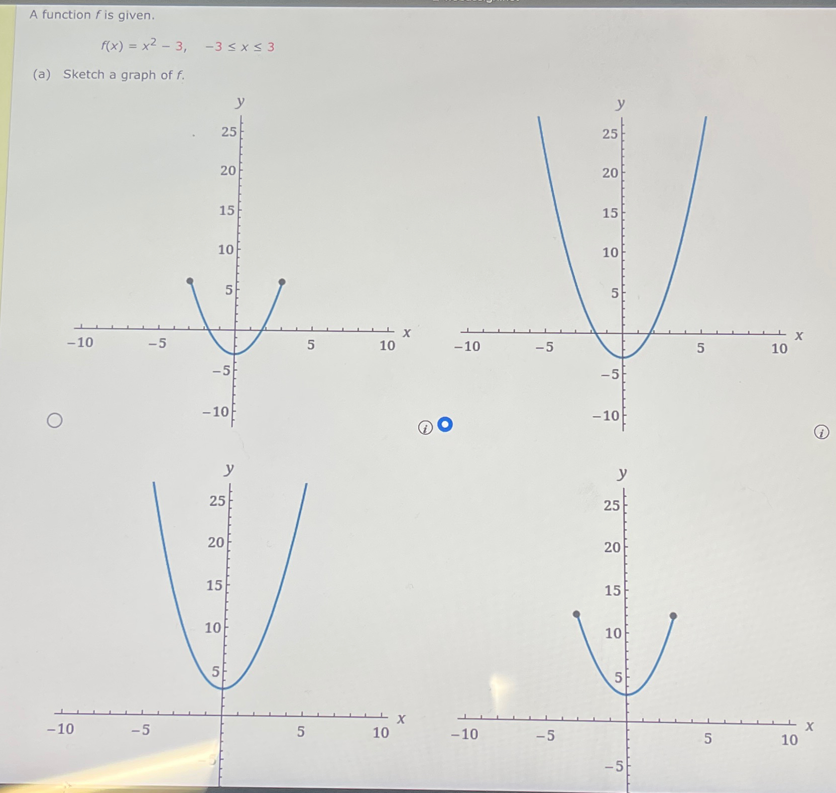 Solved A function f ﻿is given.f(x)=x2-3,-3≤x≤3(a) ﻿Sketch a | Chegg.com
