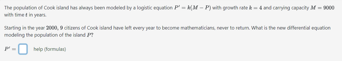 Solved The population of Cook island has always been modeled | Chegg.com