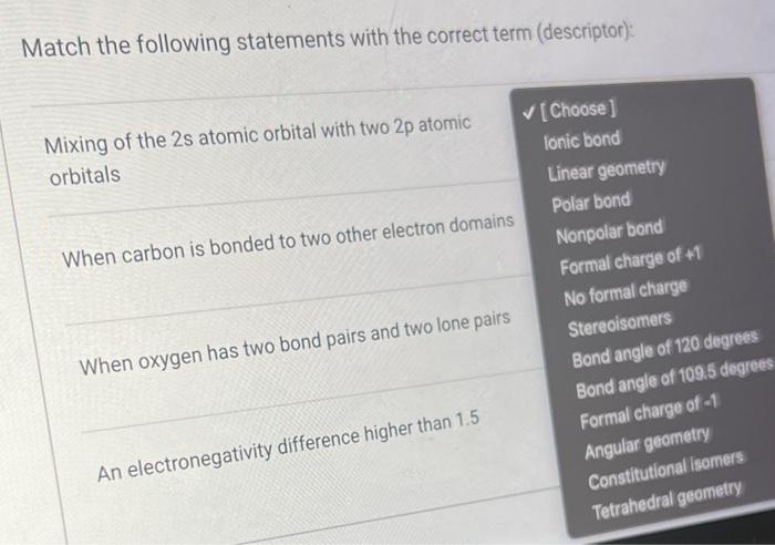 Solved Match the following statements with the correct term | Chegg.com