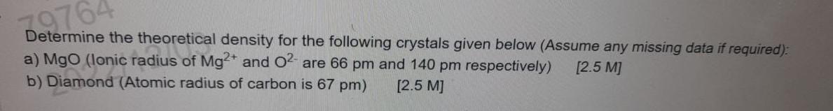 Solved Determine the theoretical density for the following | Chegg.com