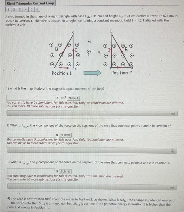 Solved A wire formed in the shape of a right triangle with | Chegg.com