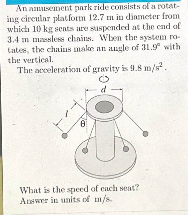 Solved An amusement park ride consists of a rotating | Chegg.com