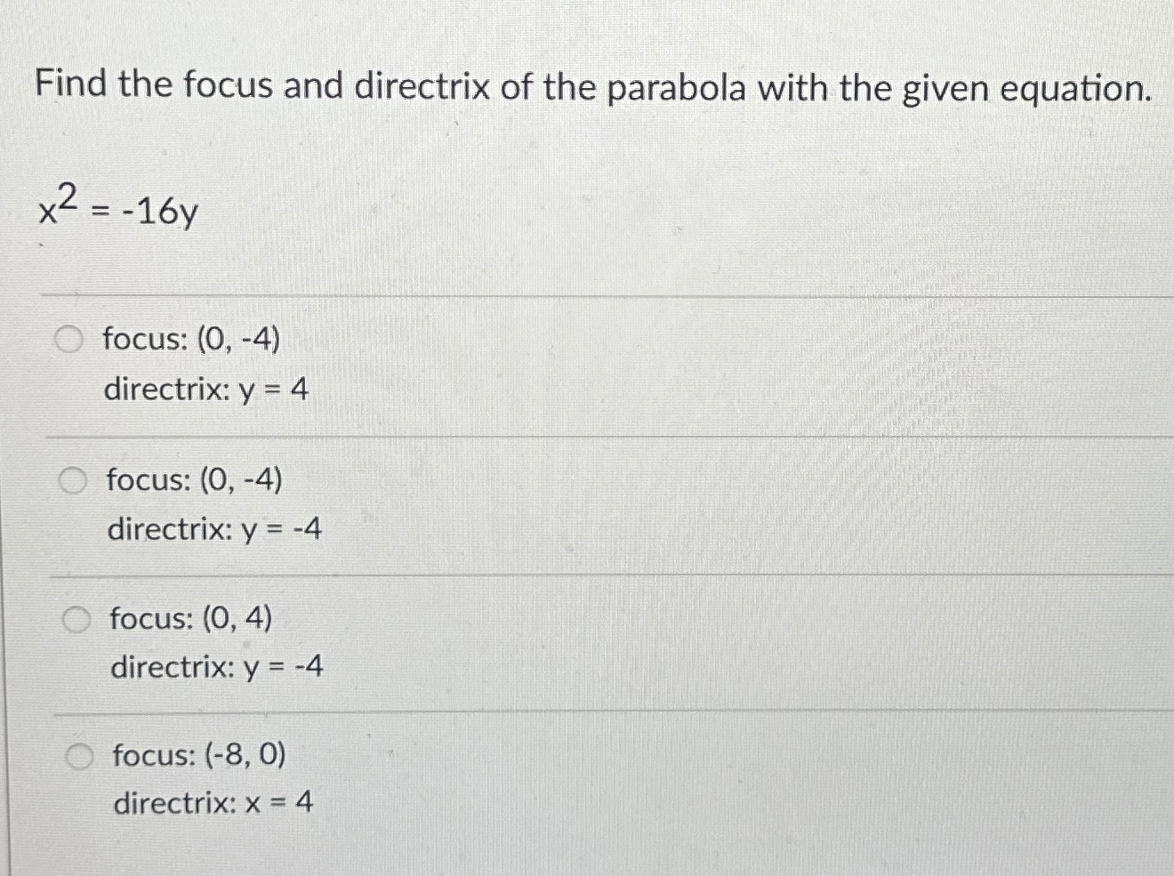 Solved Find the focus and directrix of the parabola with the | Chegg.com