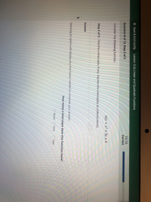 Solved Save & End Certify Lesson: 3.2a Linear and Quadratic | Chegg.com