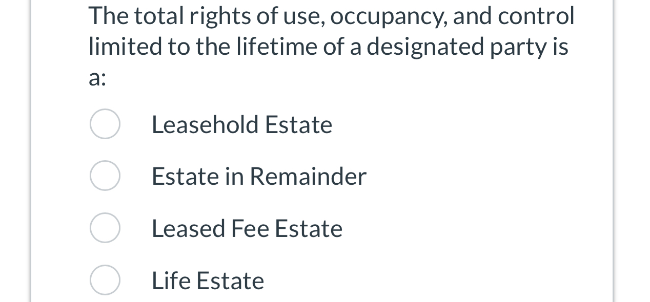 Solved The total rights of use, occupancy, and control | Chegg.com
