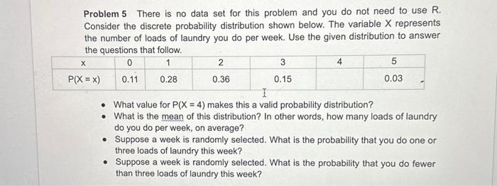 Solved Problem 5 There is no data set for this problem and | Chegg.com