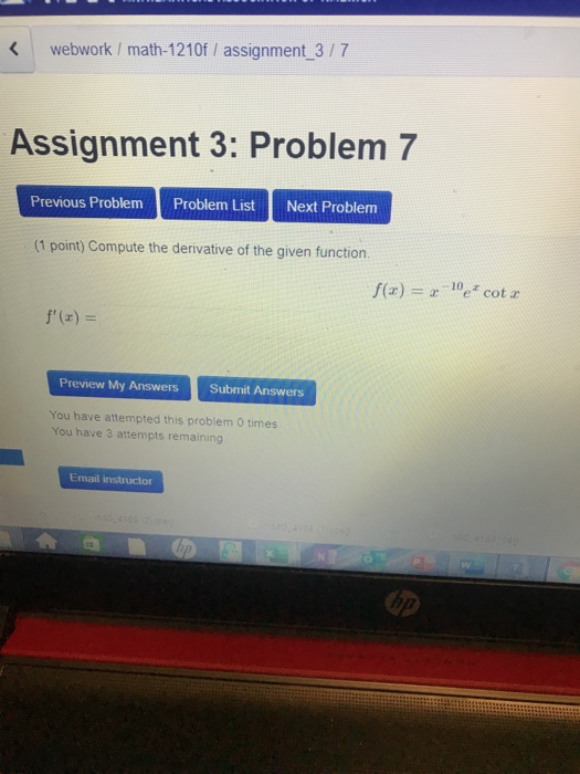 Solved webwork / math-1210f / assignment_3/7 Assignment 3: | Chegg.com