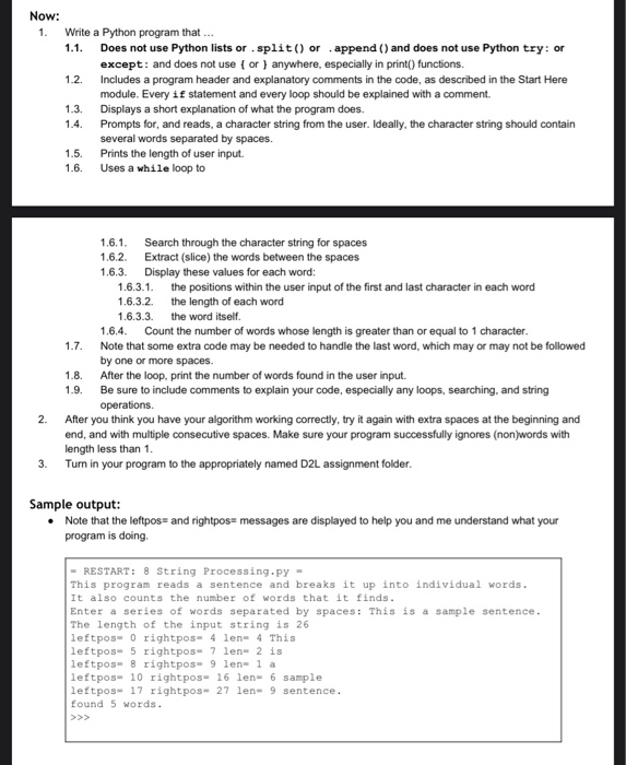 Now: 1. Write a Python program that ... 1.1. Does not | Chegg.com