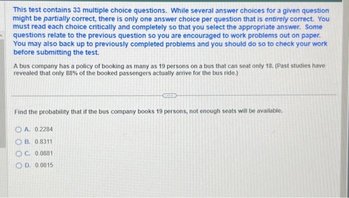 Solved This test contains 33 multiple choice questions. | Chegg.com
