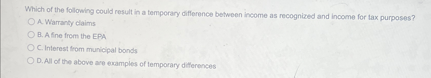 Solved Which of the following could result in a temporary | Chegg.com