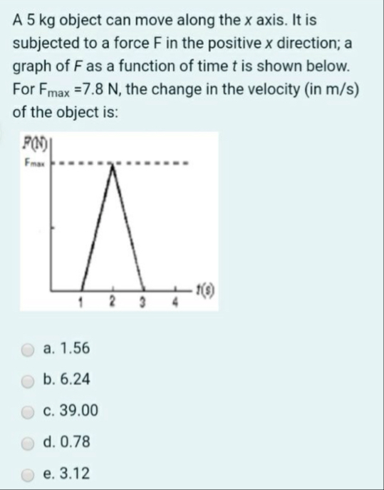 Solved A 5 ﻿kg object can move along the x ﻿axis. It is | Chegg.com