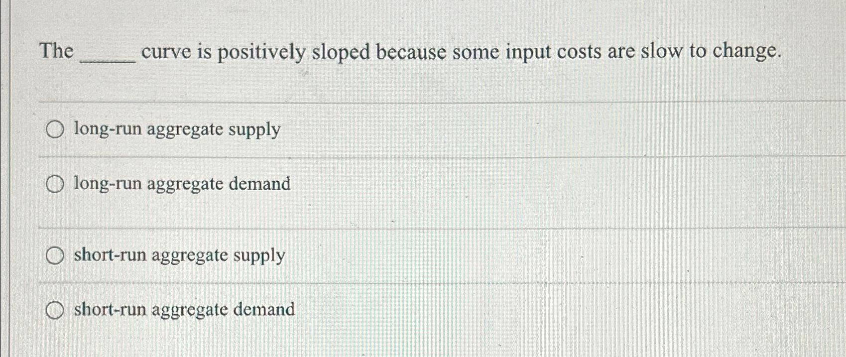 Solved The curve is positively sloped because some input | Chegg.com