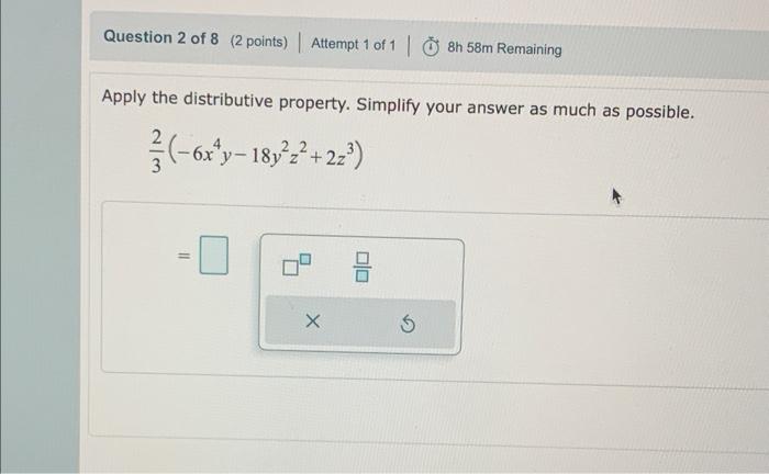 Solved Apply the distributive property. Simplify your answer | Chegg.com